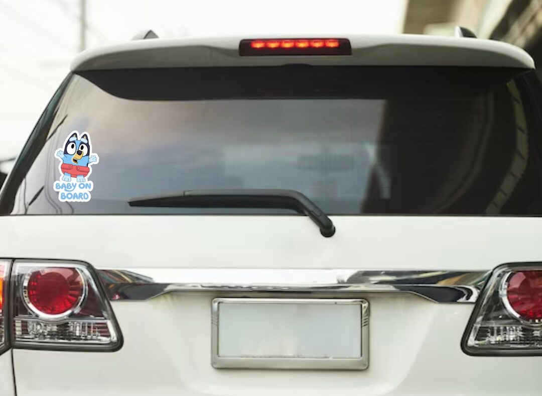 Bluey Peeker Holographic Car Window Decal, Bluey Baby on Board Sticker ...