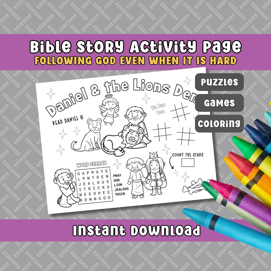 Printable Bible Activity Page Daniel and the Lions Den Kids Printable ...