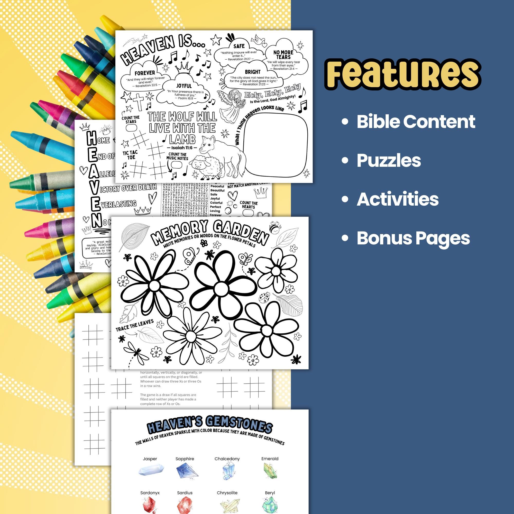 Heaven Kids Activities Sunday School Printable Worksheet for Kid Bible ...