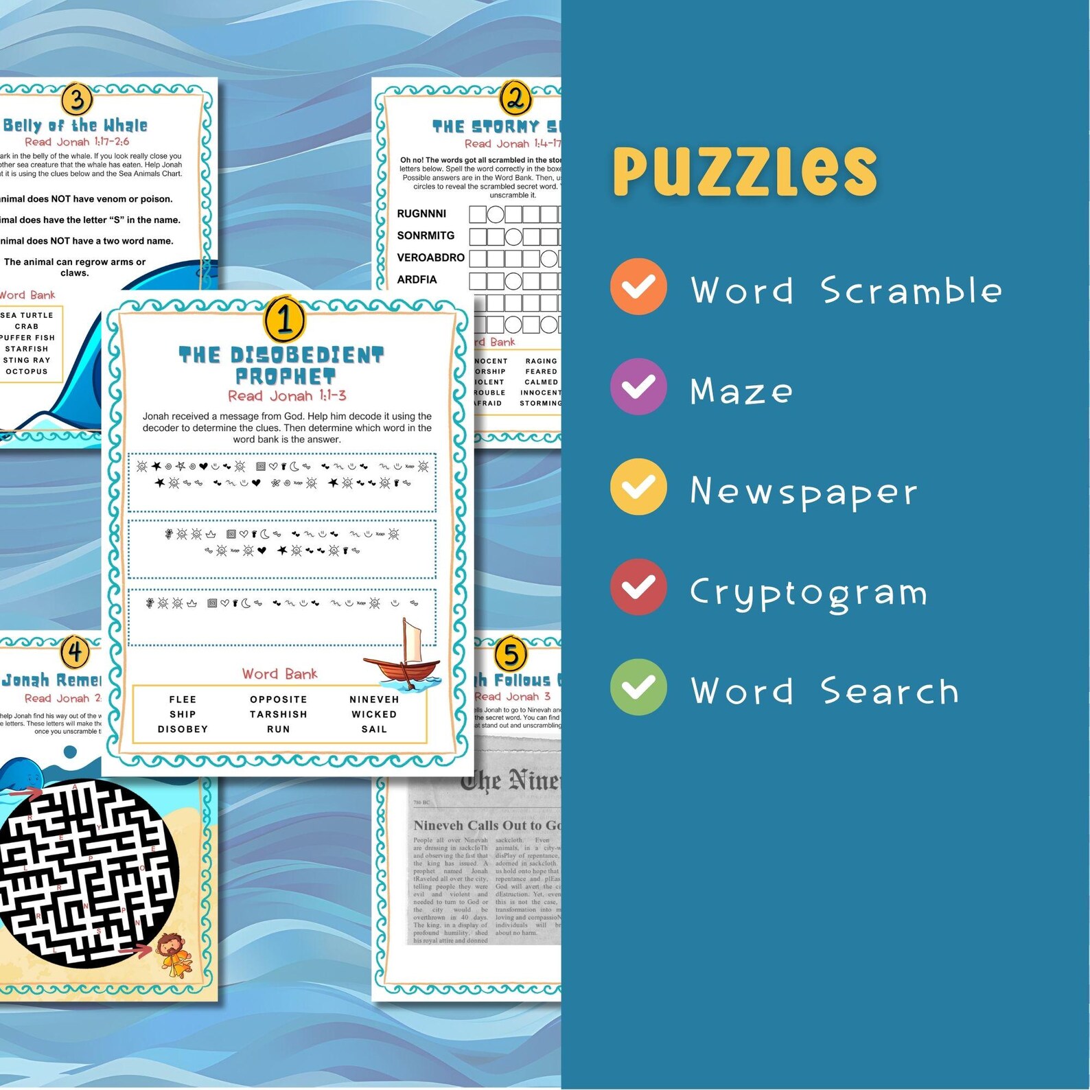 Escape Room Bible Puzzle for Jonah and the Whale Bible Escape Room for ...