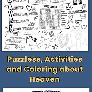 Heaven Kids Activities Sunday School Printable Worksheet for Kid Bible ...