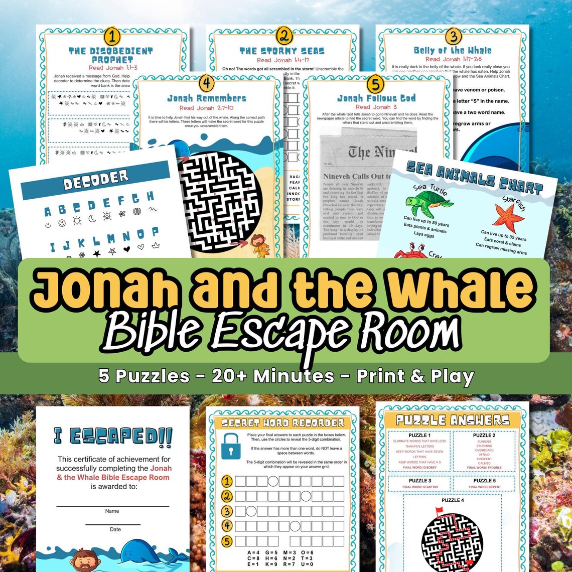 Bible Escape Room Puzzle Printable Religious Game Kids Church Mystery ...