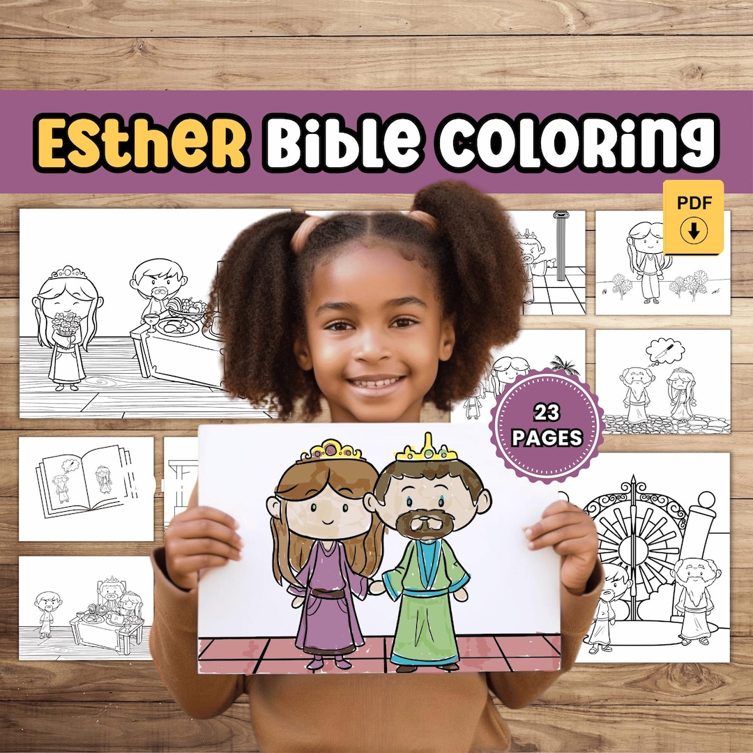 Esther Bible Coloring Page Kid Coloring Book Bible Women Coloring Sheet ...