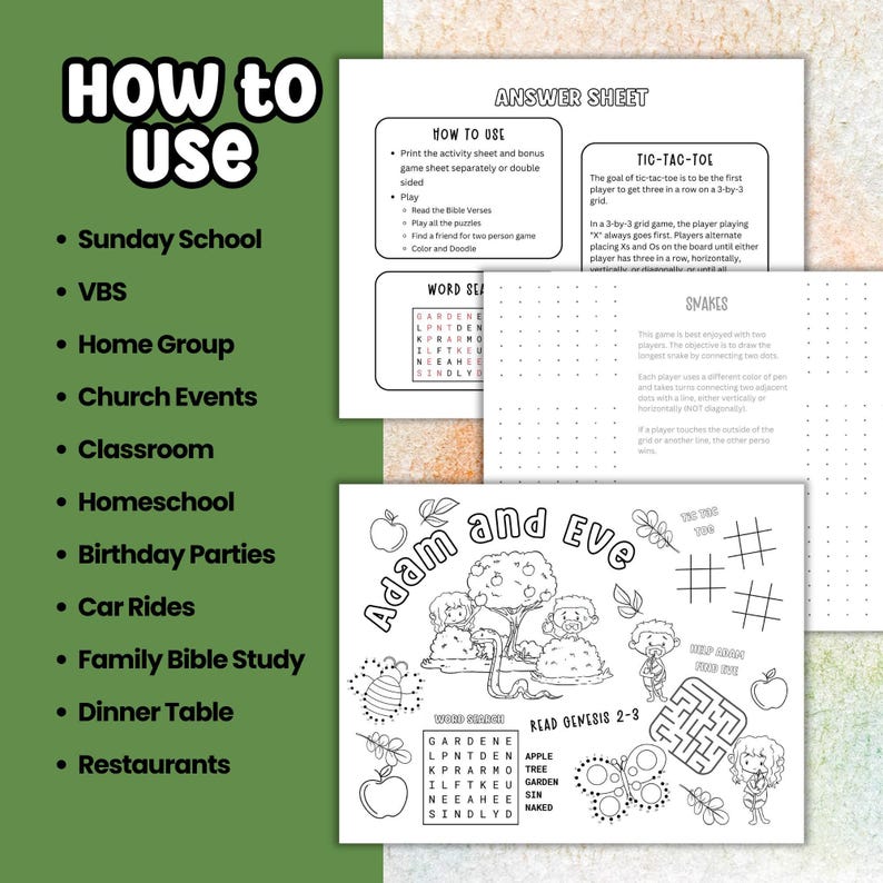 Bible Coloring Printable Garden Eden Activity Page Study Christian ...