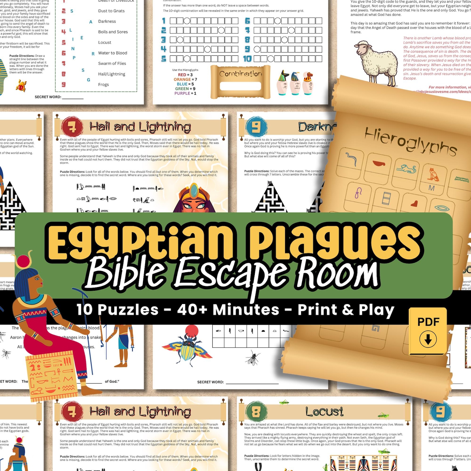 Bible Escape Room With Moses and the Plagues of Egypt Print and Play ...