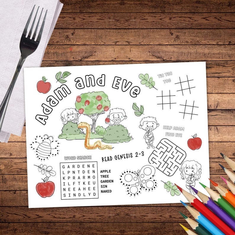 Bible Coloring Printable Garden Eden Activity Page Study Christian ...