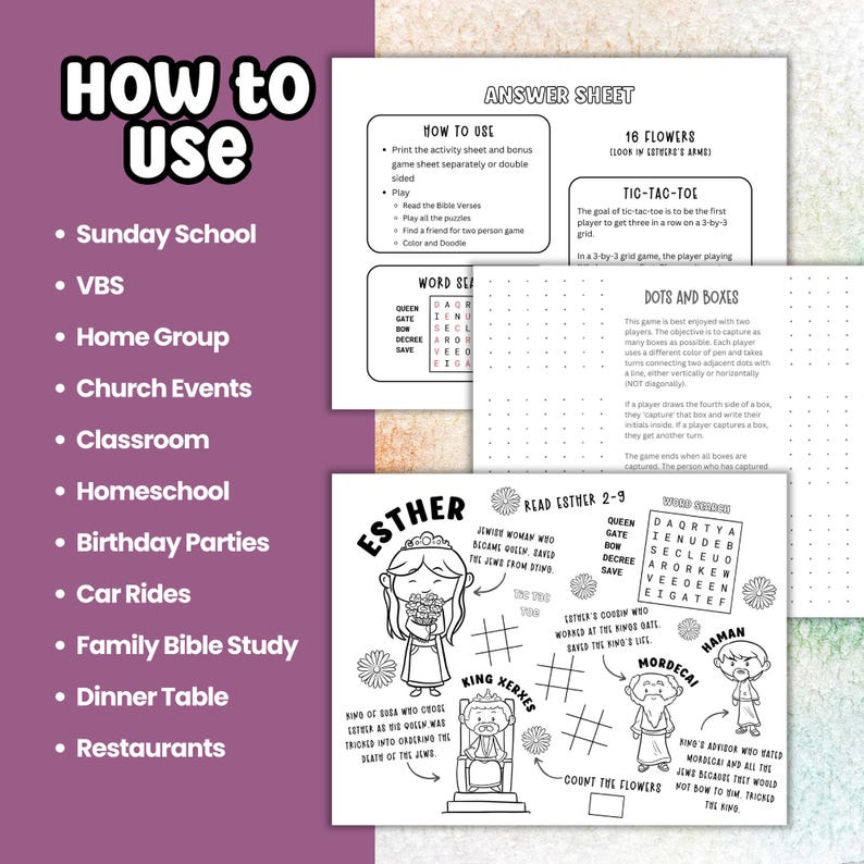 Bible Activity Printable Bible Worksheet Sunday School Lesson Plan ...