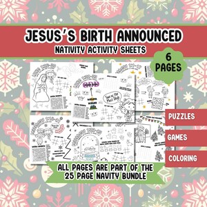 Nativity Kids Activity Jesus Birth Announced Activity for Kids ...