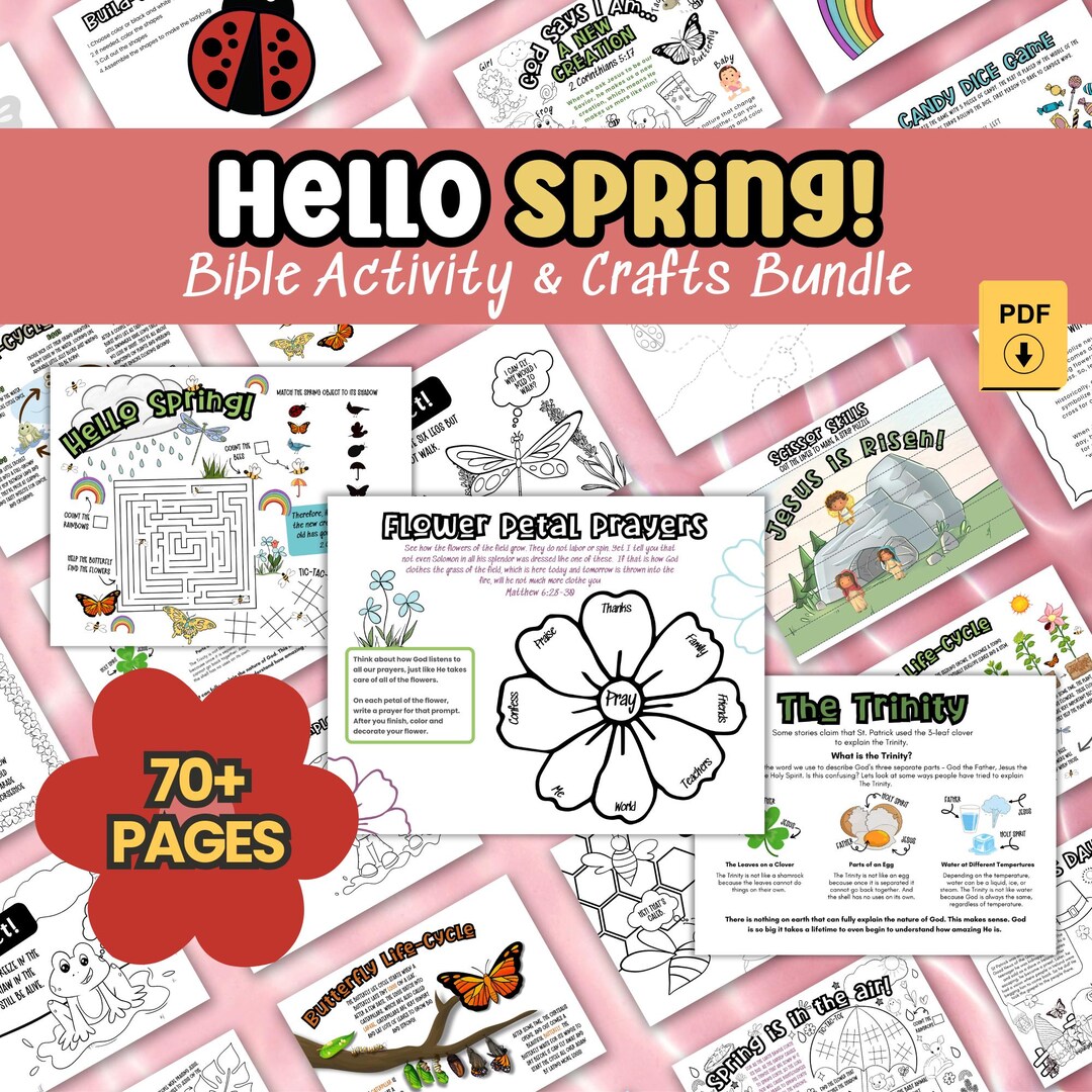 Spring Bible Kids Activity Sheets With Science Sunday School Handout ...