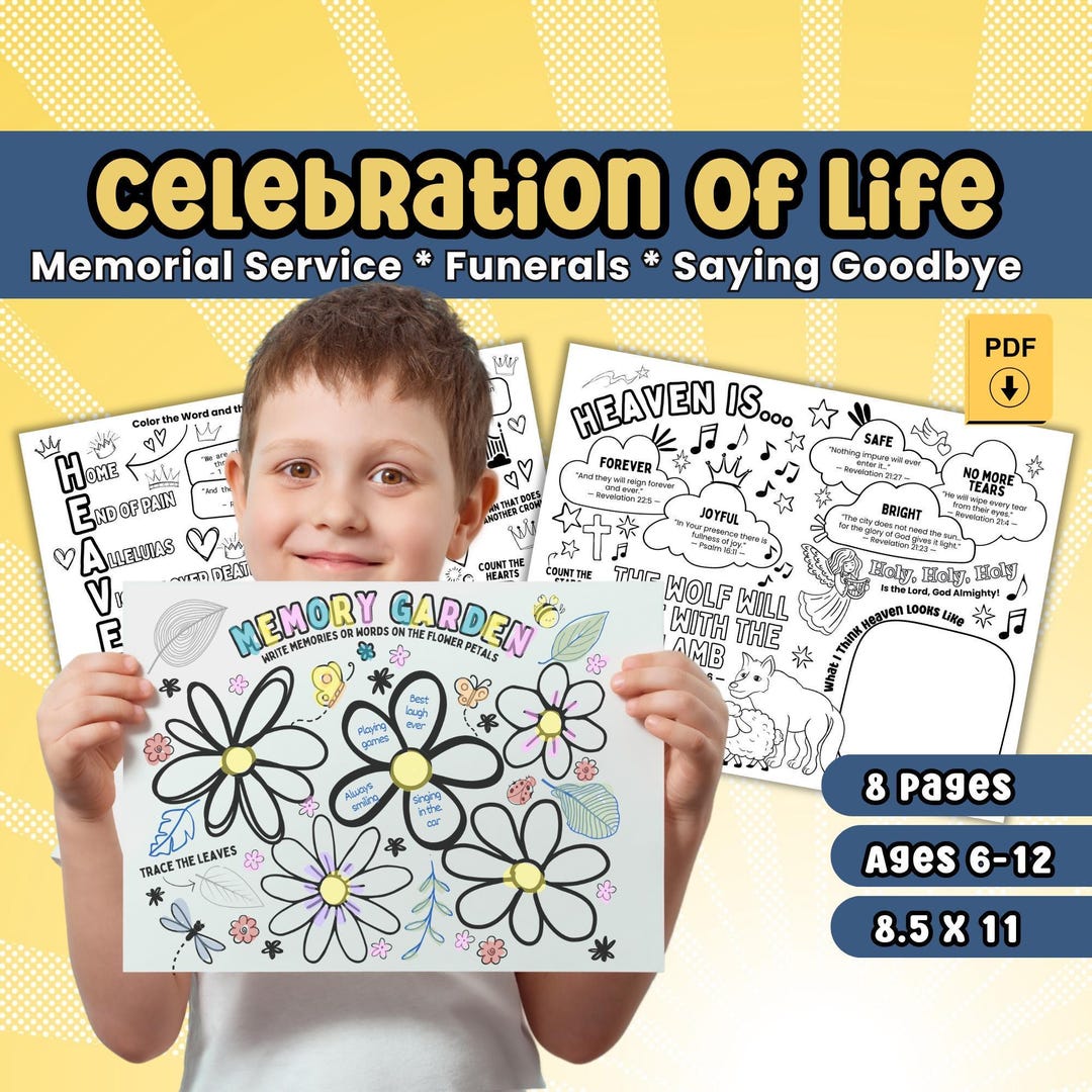 Funeral Activity Printable Memorial Service Child Activity Placemat ...