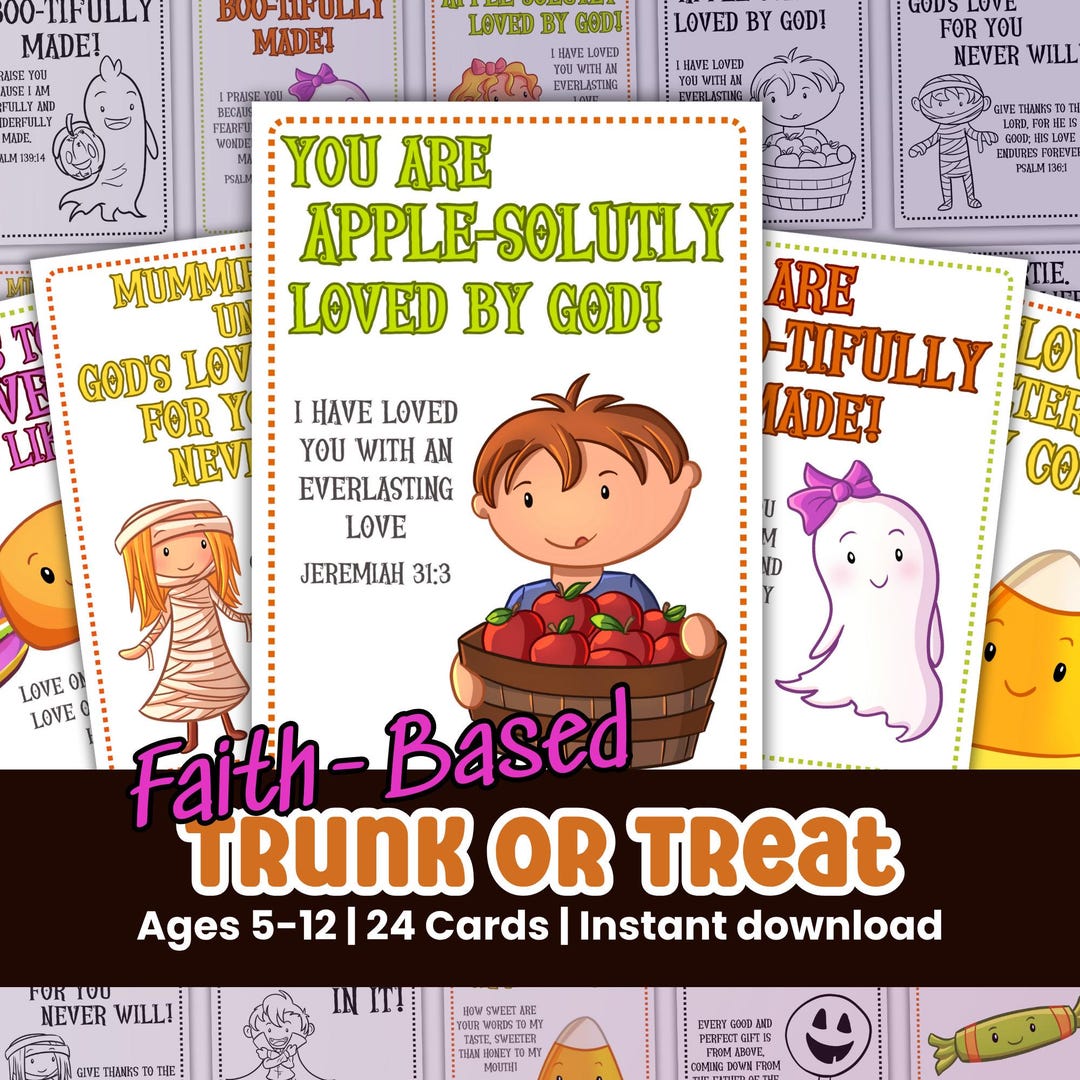 Christian Halloween Alternative Bible Verse Printable Cards Kids Faith ...