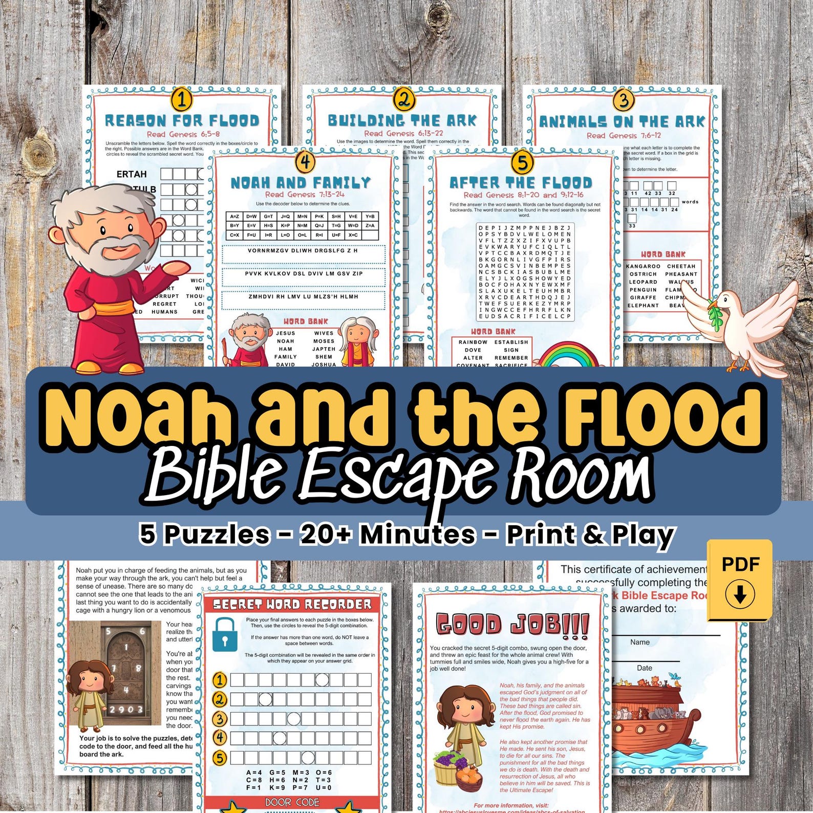 Bible Escape Room for Kids Noahs Ark Escape Room Christian Kid Bible ...