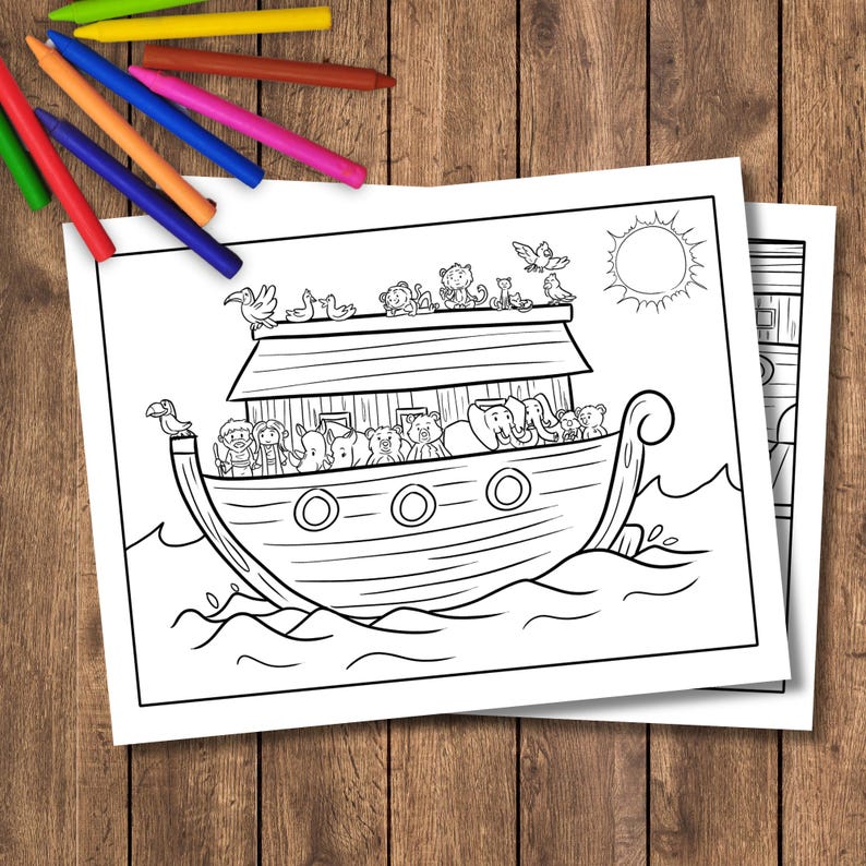 Coloring Kindergarten Bible Noahs Ark Coloring Book Christian Noah ...