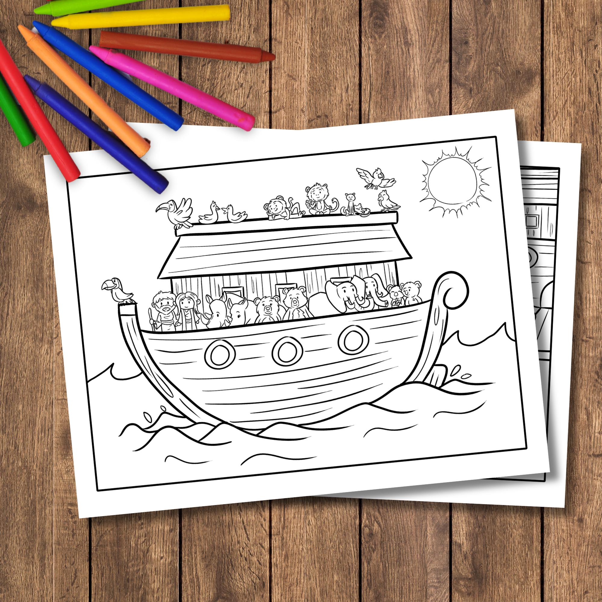 Coloring Kindergarten Bible Noahs Ark Coloring Book Christian Noah ...