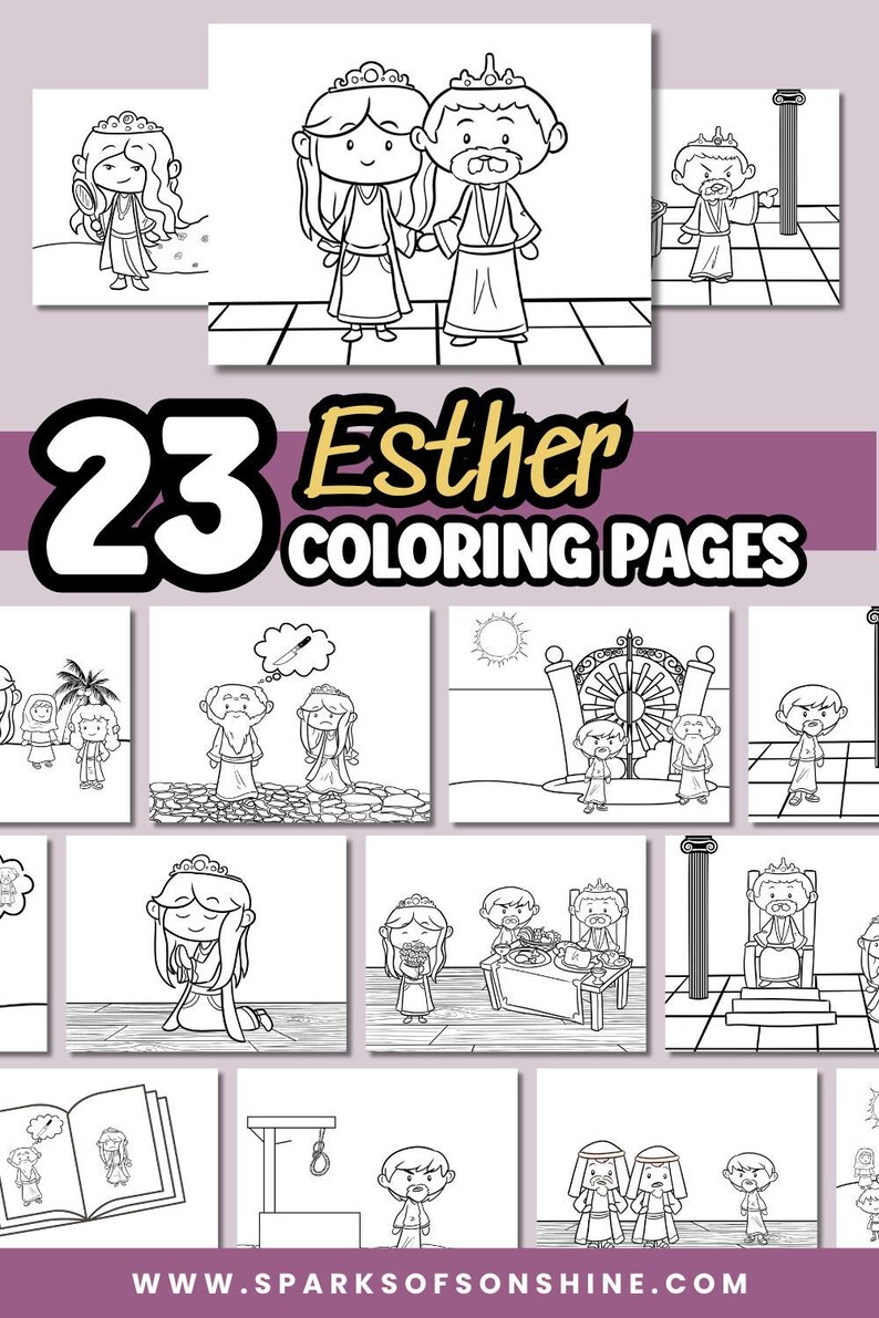 Esther Bible Coloring Page Printable Queen Faith Activity Sunday School ...