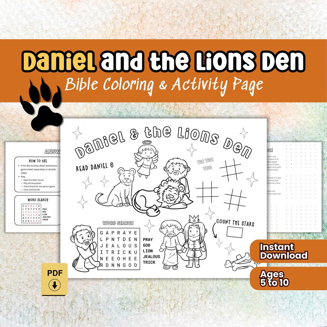 Kid Activities Printable Bible Coloring Page Daniel and the Lions Den ...