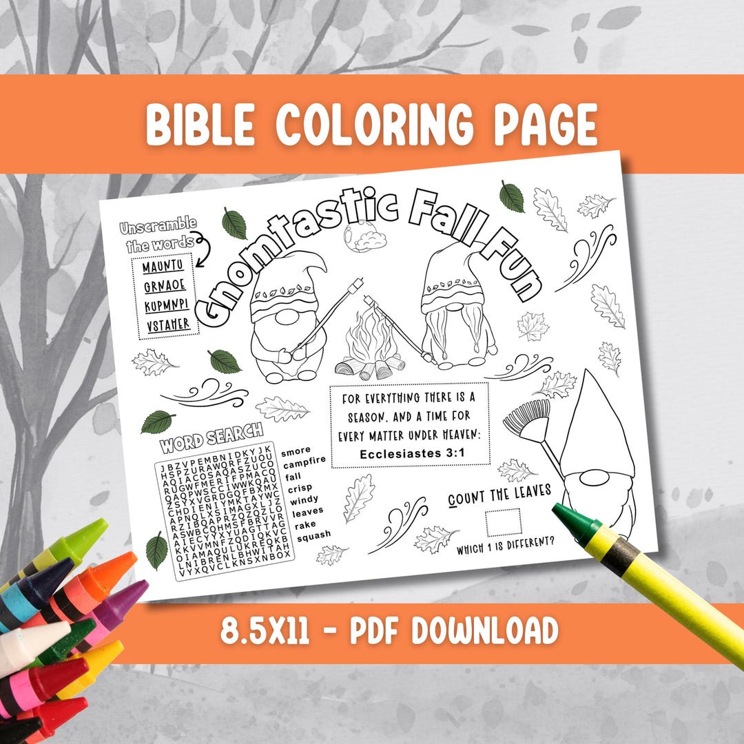 Christian Kids Bible Coloring Page for Fall Gnome Ecclesiastes 3:1 ...