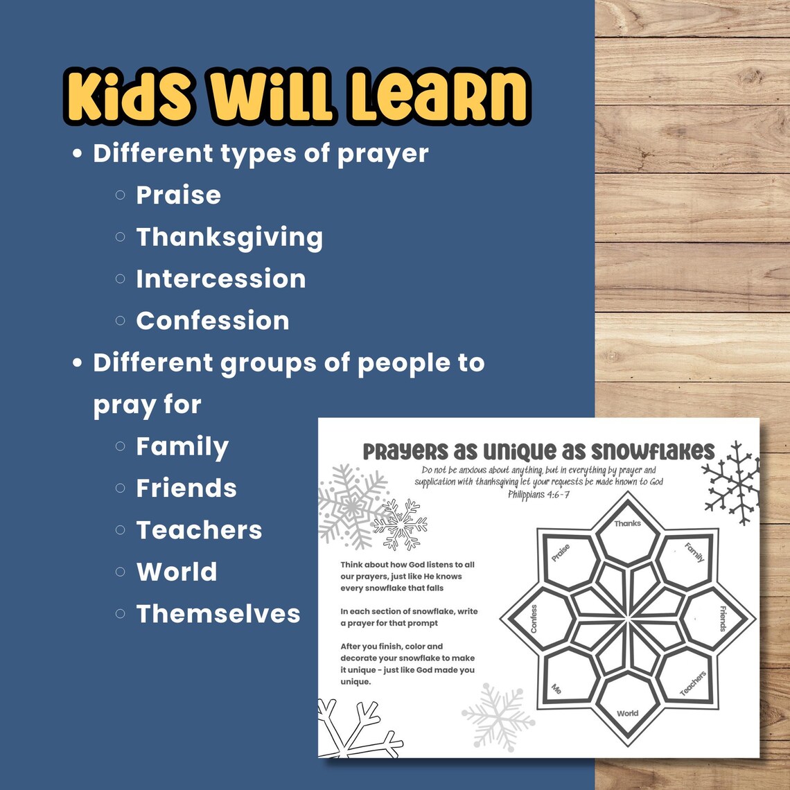 Bible Snowflake Activity Printable Template Winter Prayer Guide ...