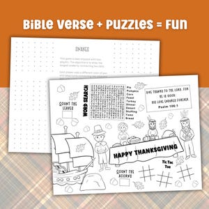 Thanksgiving Bible Printable Christian Activity Sheet Download Digital ...