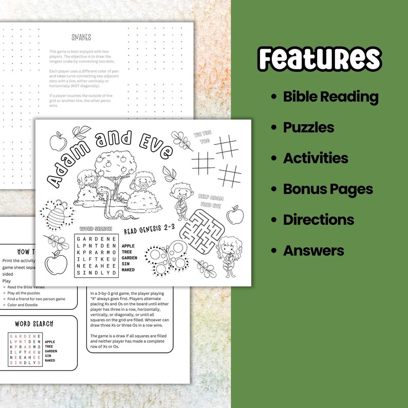 Bible Coloring Printable Garden Eden Activity Page Study Christian ...