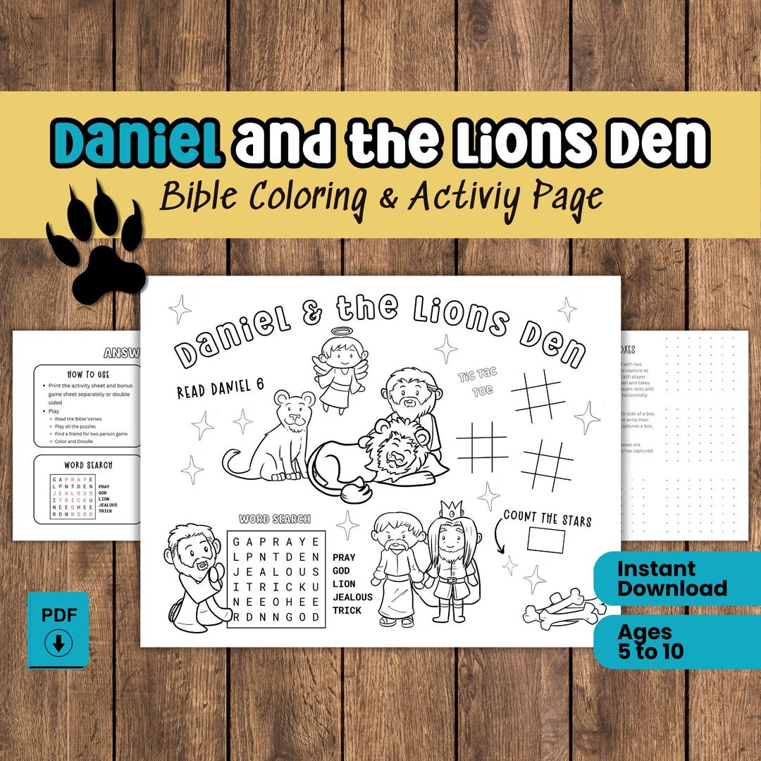 Printable Bible Activity Page Daniel Lions Den Kid Printable Homeschool ...