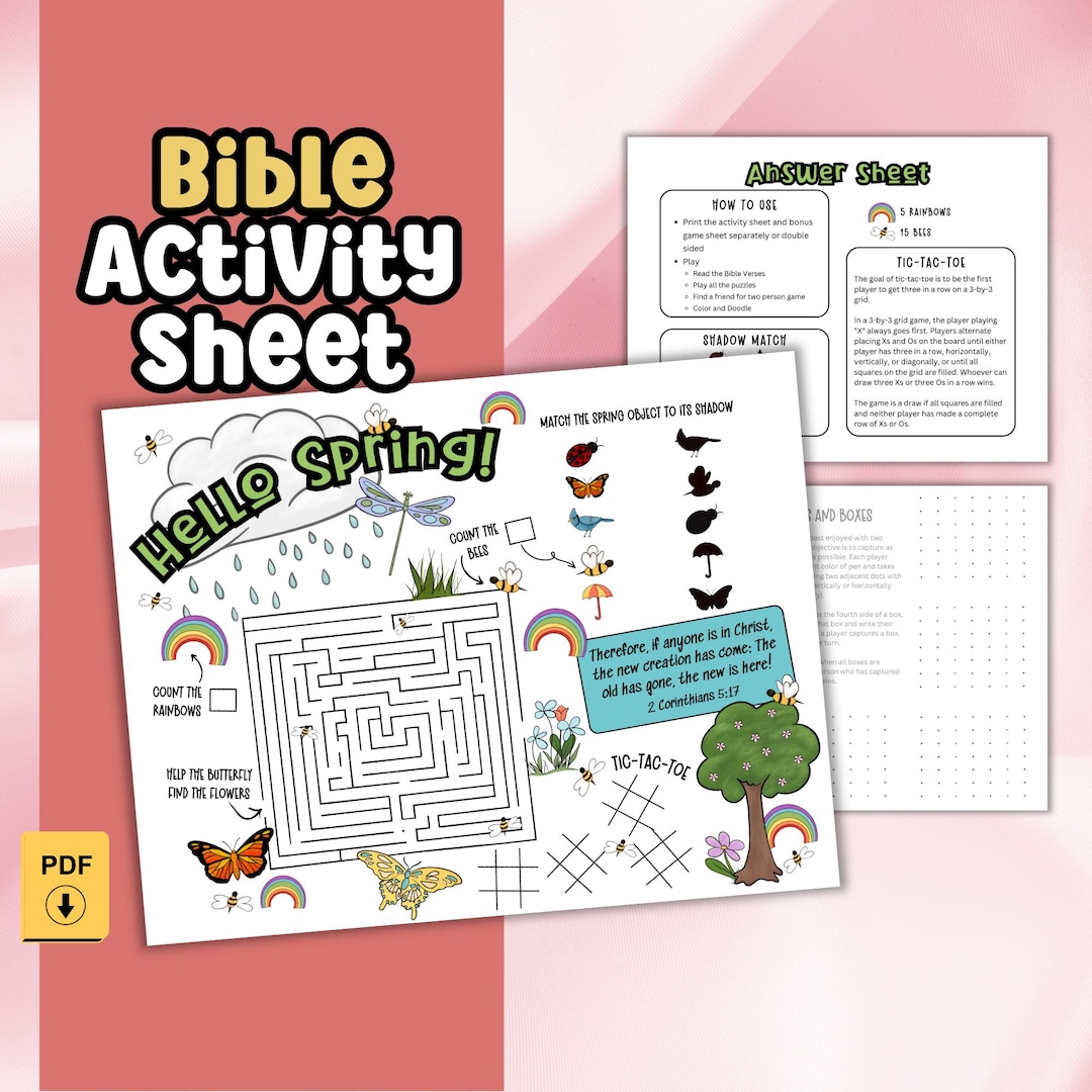Spring Bible Kids Activities for Kids Printable Activity Sunday School ...