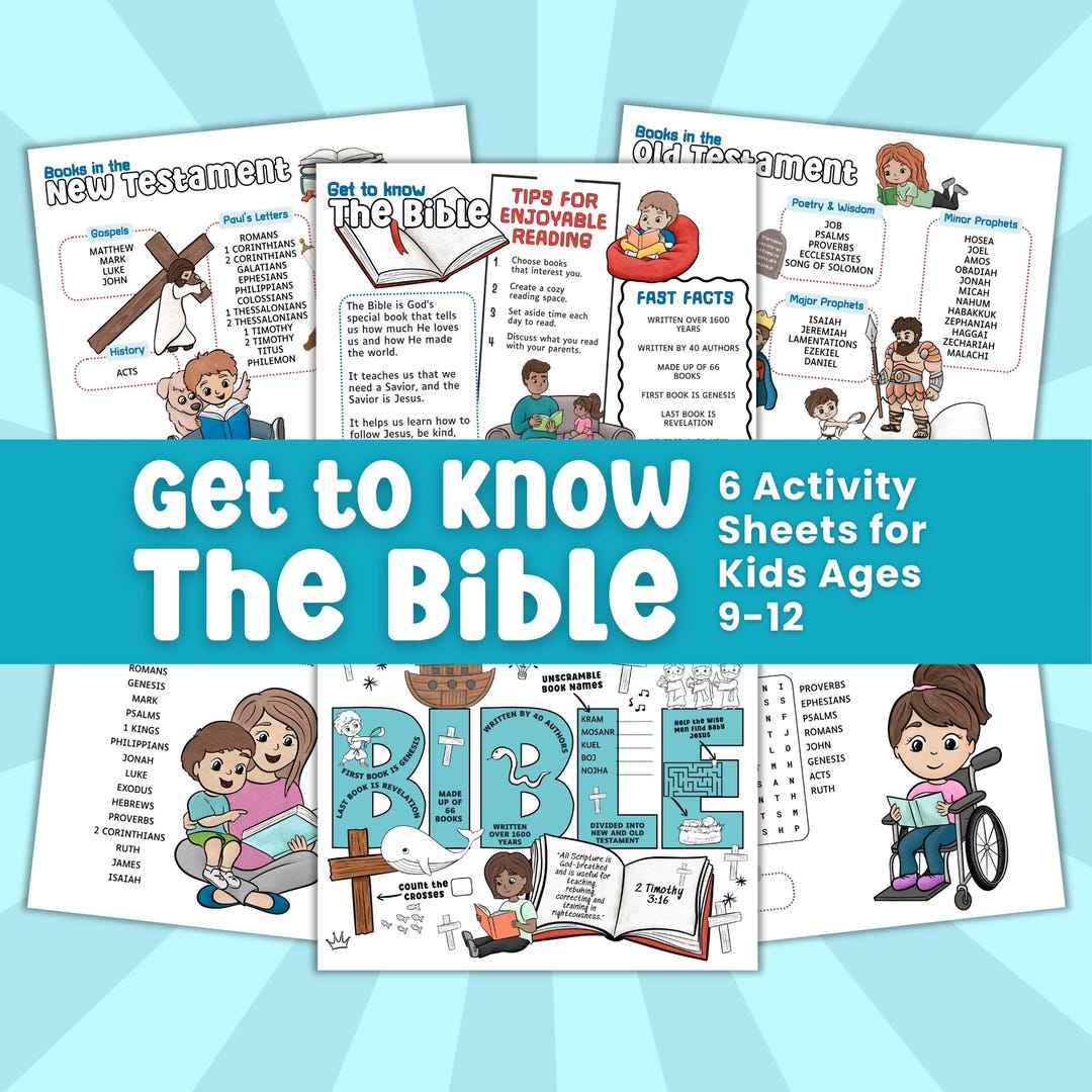 Get to Know the Bible Activity Pack for Kids Printable Bible Learning ...