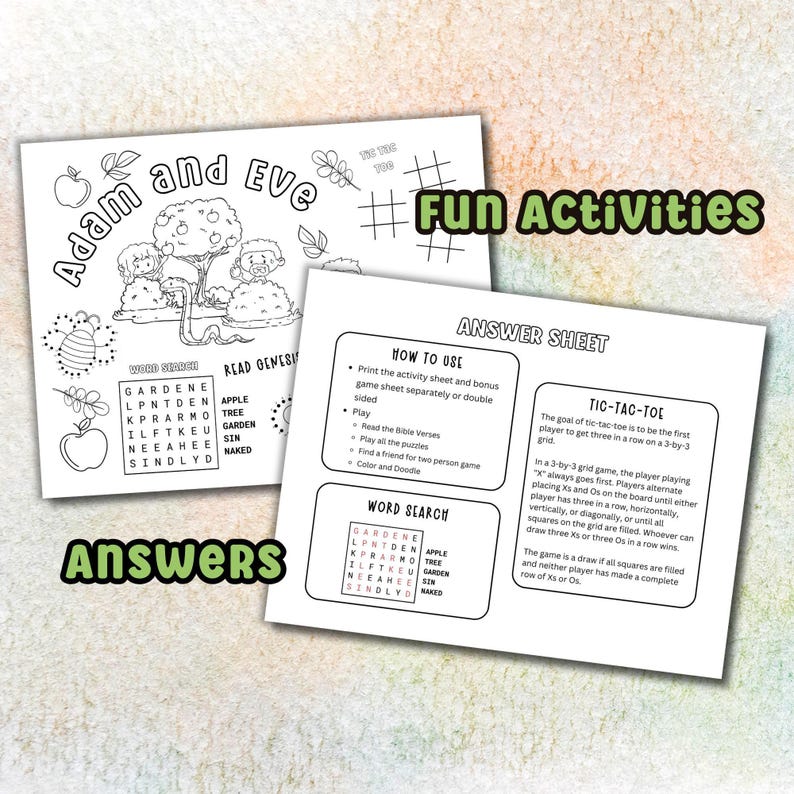 Bible Coloring Printable Garden Eden Activity Page Study Christian ...