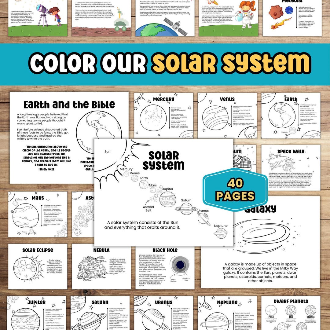 Bible Space Coloring Page Printable Solar System Science Activity ...