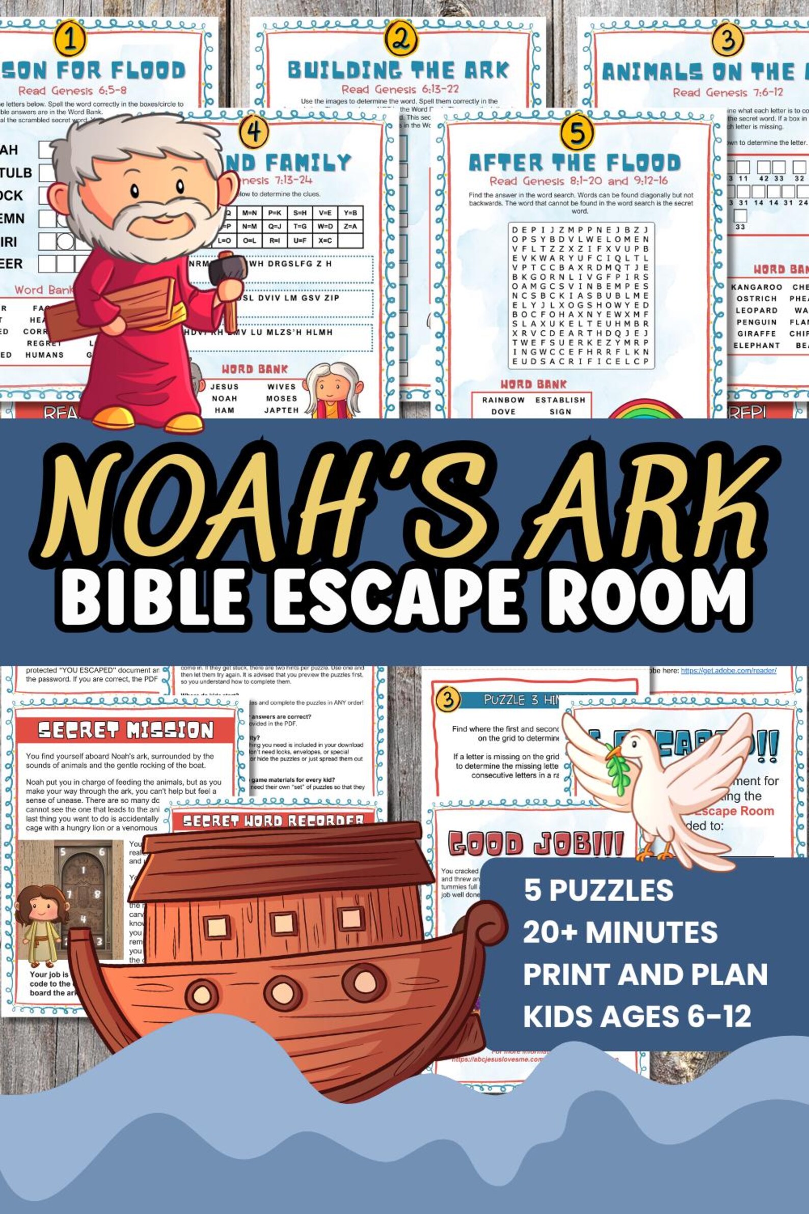 Bible Escape Room for Kids Noahs Ark Escape Room Christian Kid Bible ...
