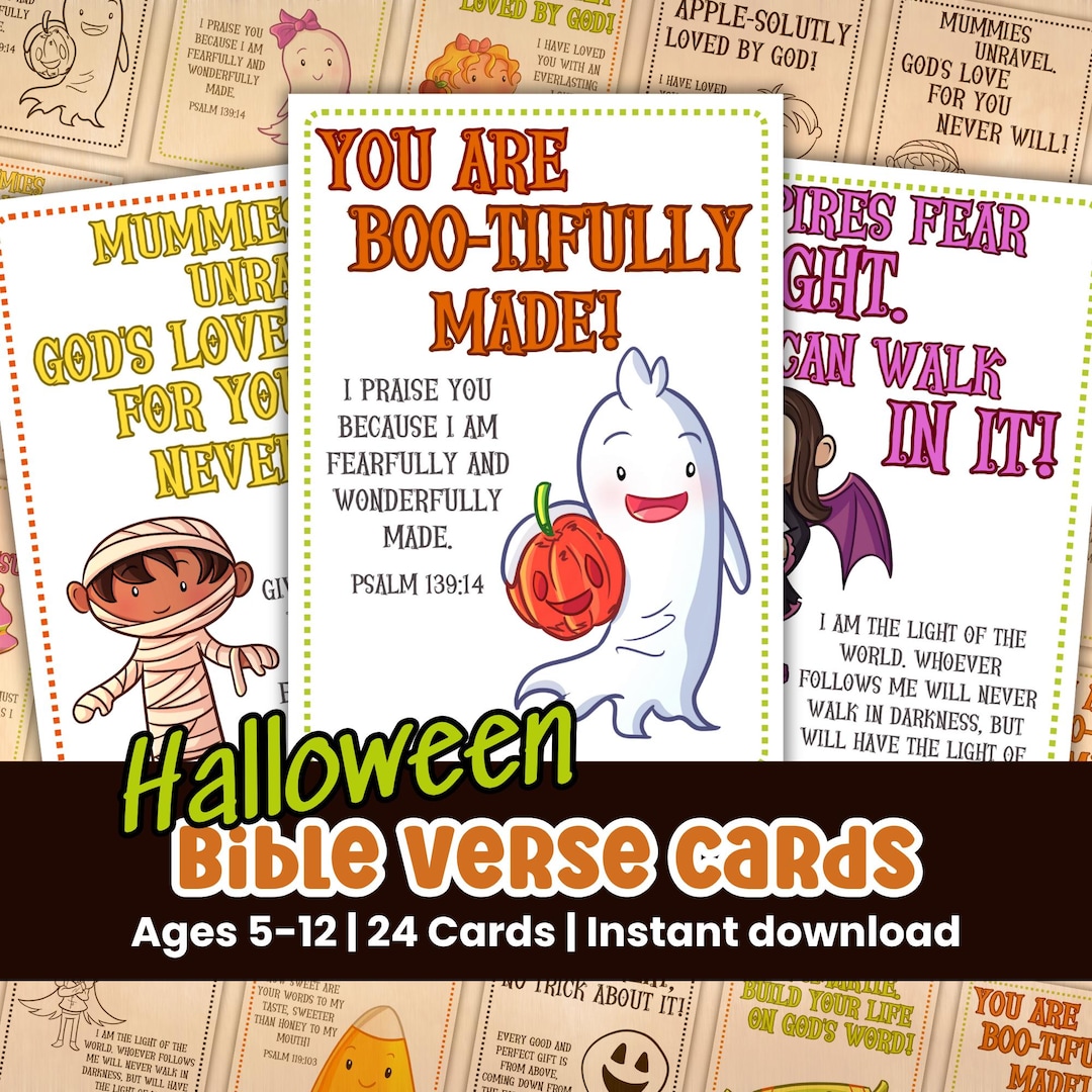 Christian Halloween Alternative Bible Verse Card Fall Sunday School ...