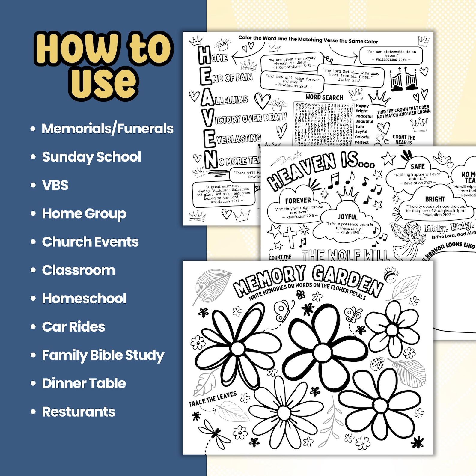 Heaven Kids Activities Sunday School Printable Worksheet for Kid Bible ...