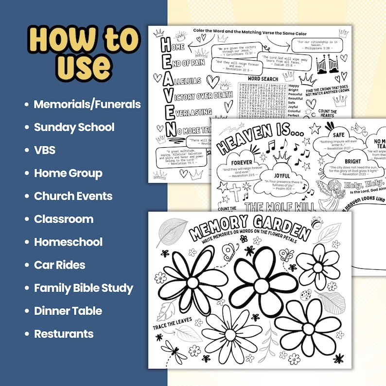 Heaven Kids Activities Sunday School Printable Worksheet for Kid Bible ...