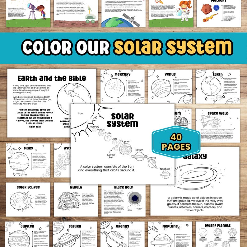 Bible Kid Coloring Page Solar System Kid Coloring Sheet Homeschool ...