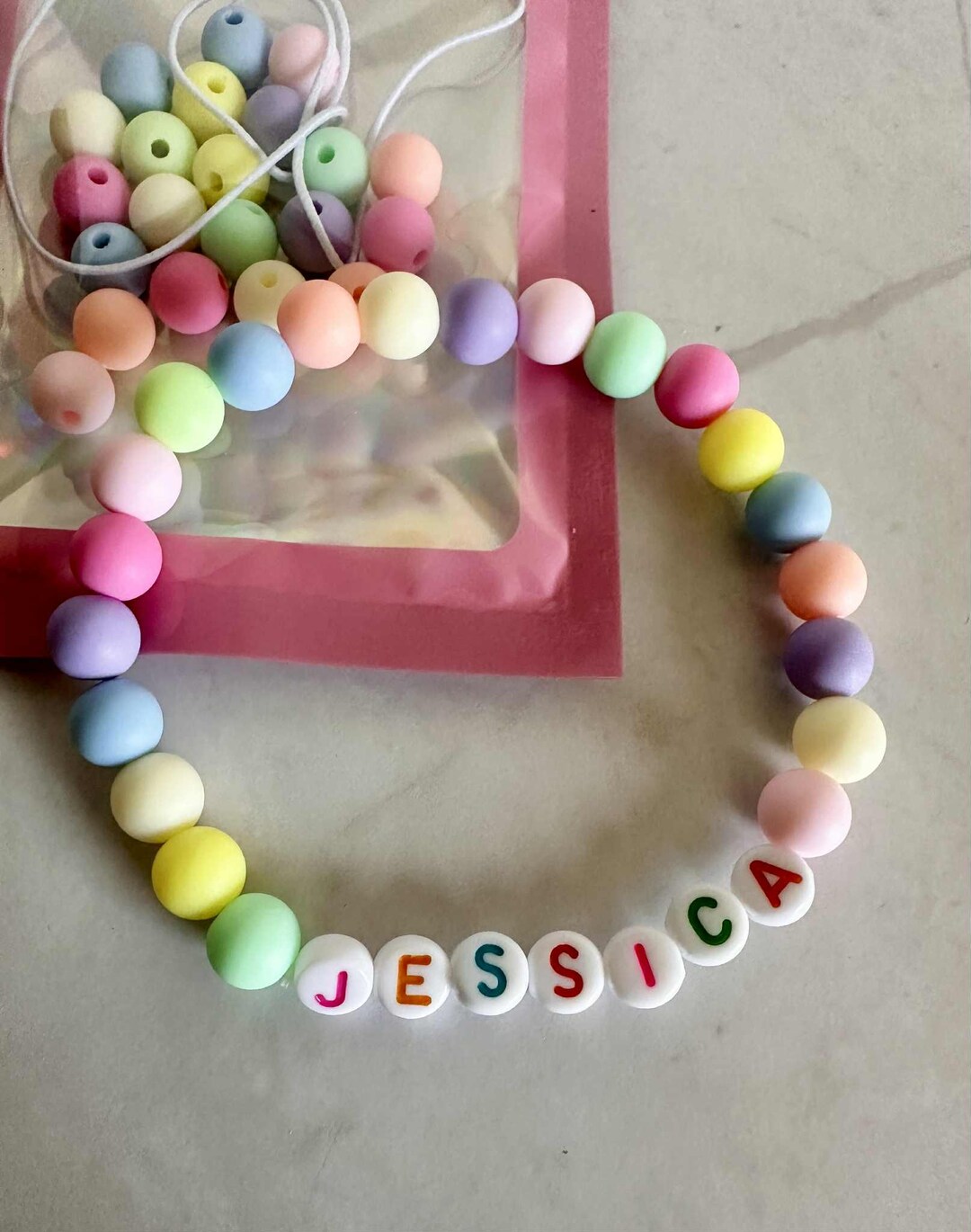 DIY Pastel Letter Bracelet Kit: Personalized Name Bracelet Party Favor ...