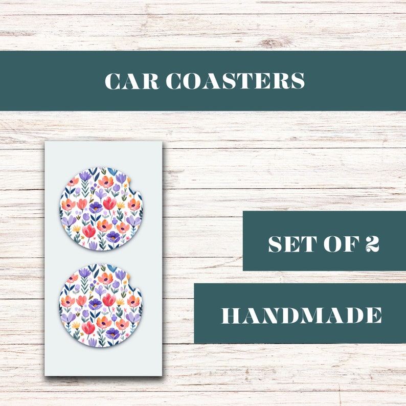 Purple, Red, Orange Floral Car Coasters - Etsy