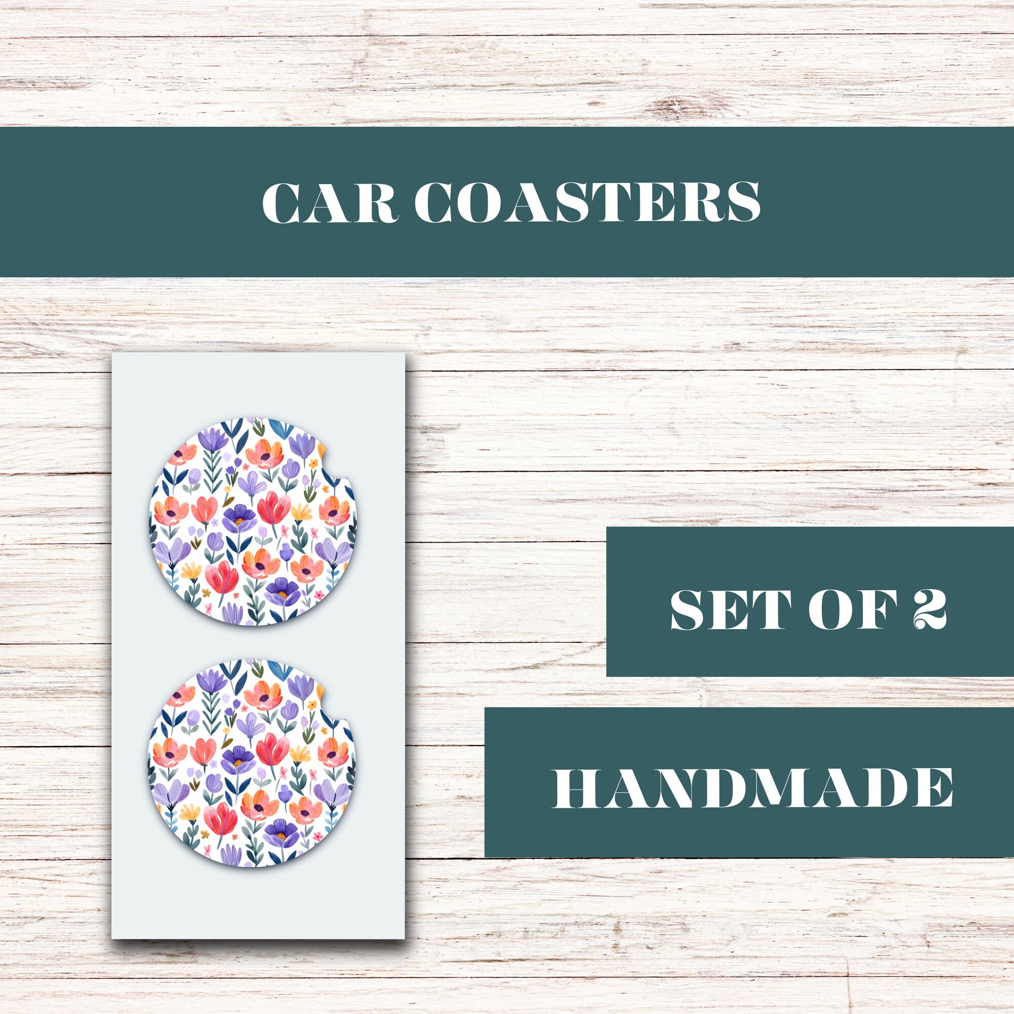 Purple, Red, Orange Floral Car Coasters - Etsy