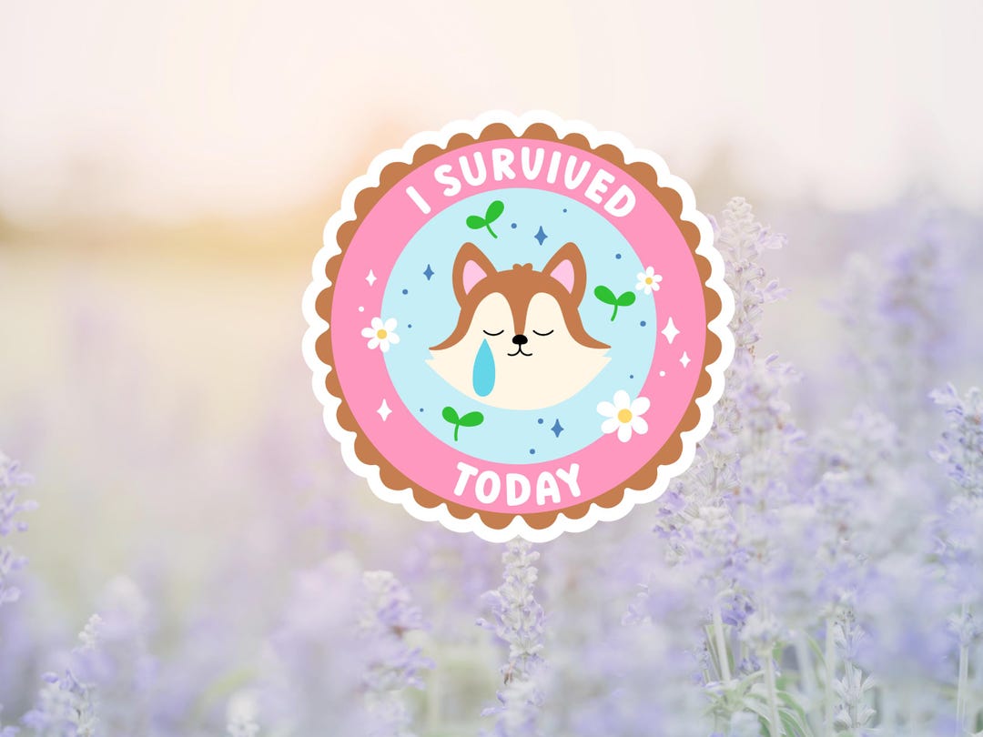 I Survived Today Cute Fox Sticker - Etsy