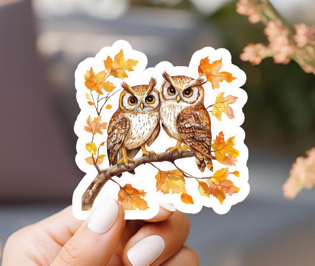 Fall Owls Vinyl Sticker: Water Resistant Laptop Decal - Etsy