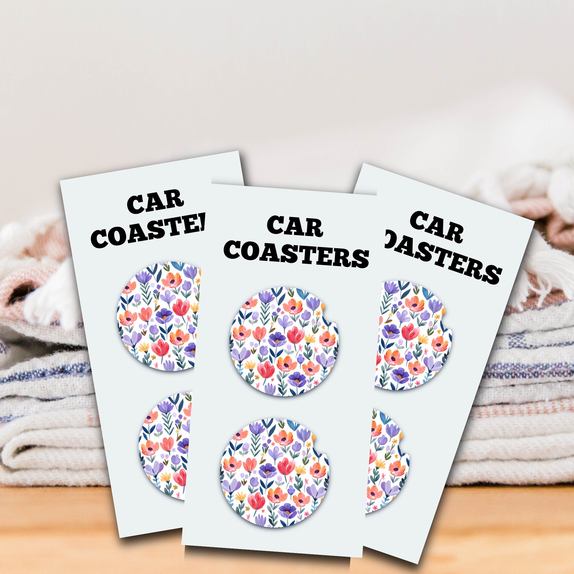 Purple, Red, Orange Floral Car Coasters - Etsy