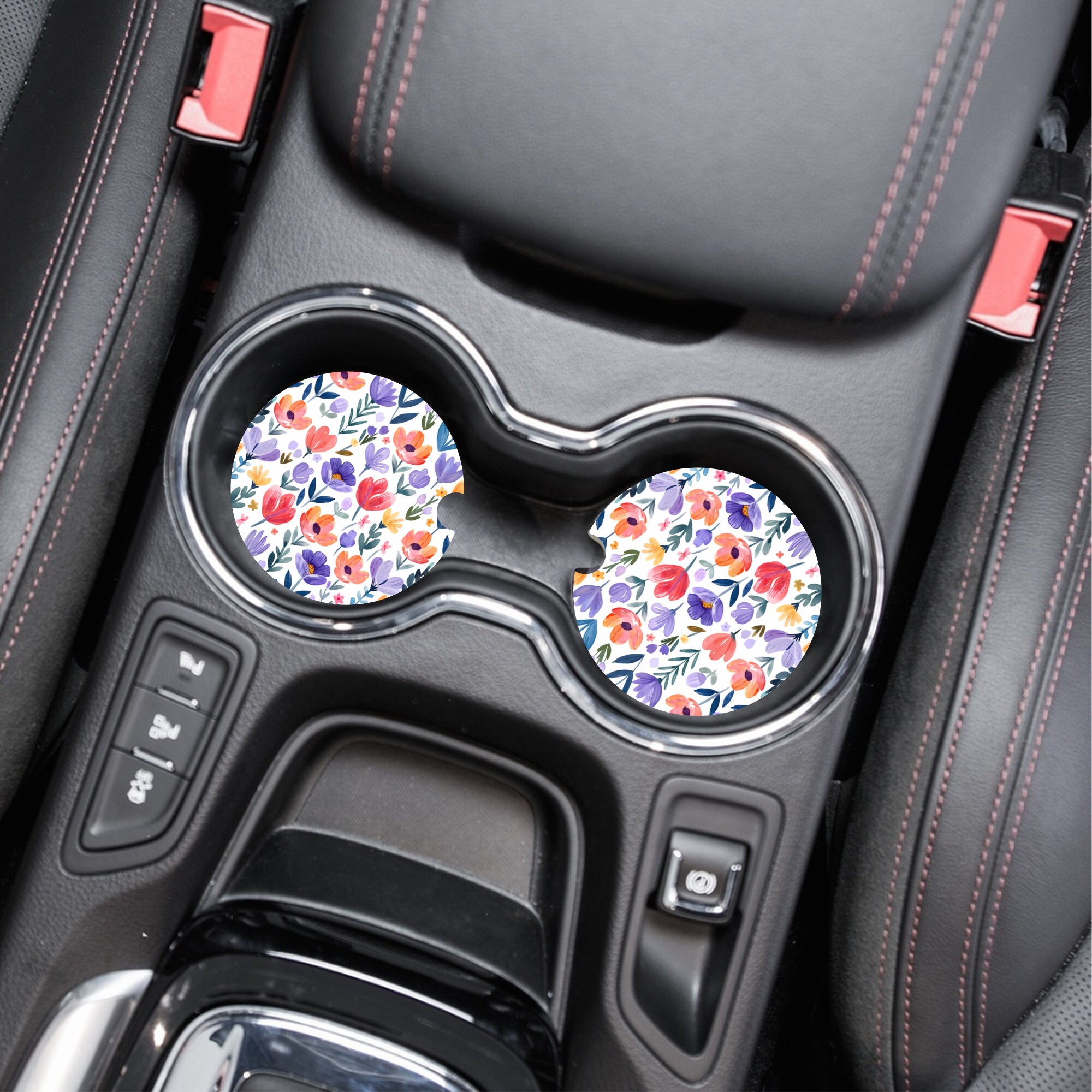 Purple, Red, Orange Floral Car Coasters - Etsy