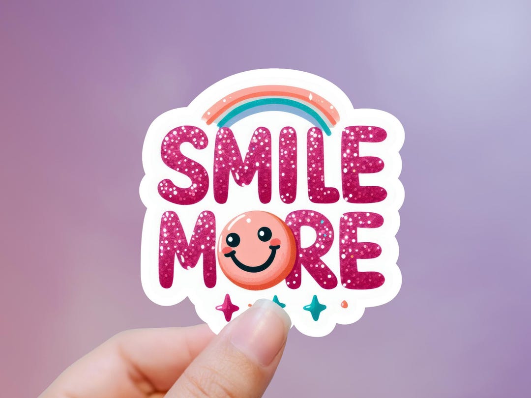 Smile More Rainbow Smiley Face Sticker, Tablet Sticker, Kindle Sticker ...