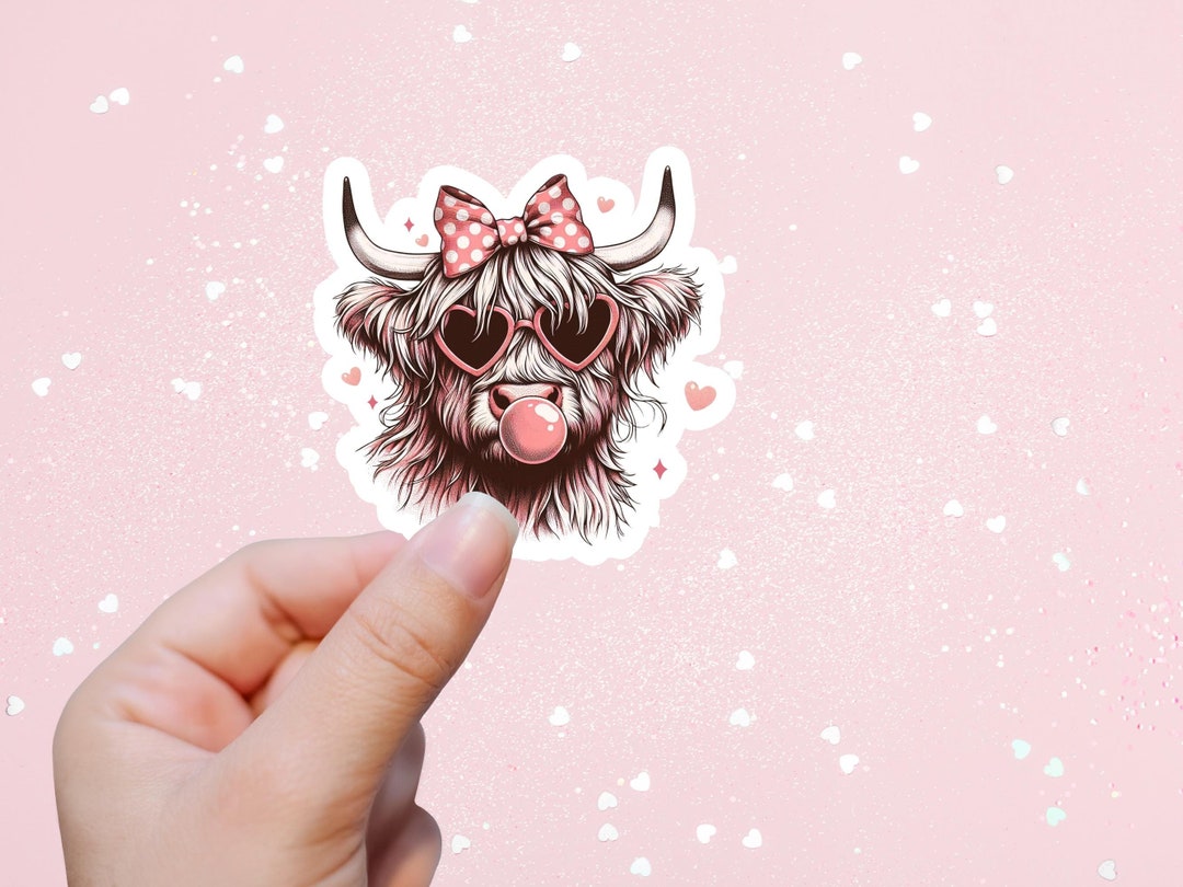 Highland Cow Bubble Gum Sticker - Etsy