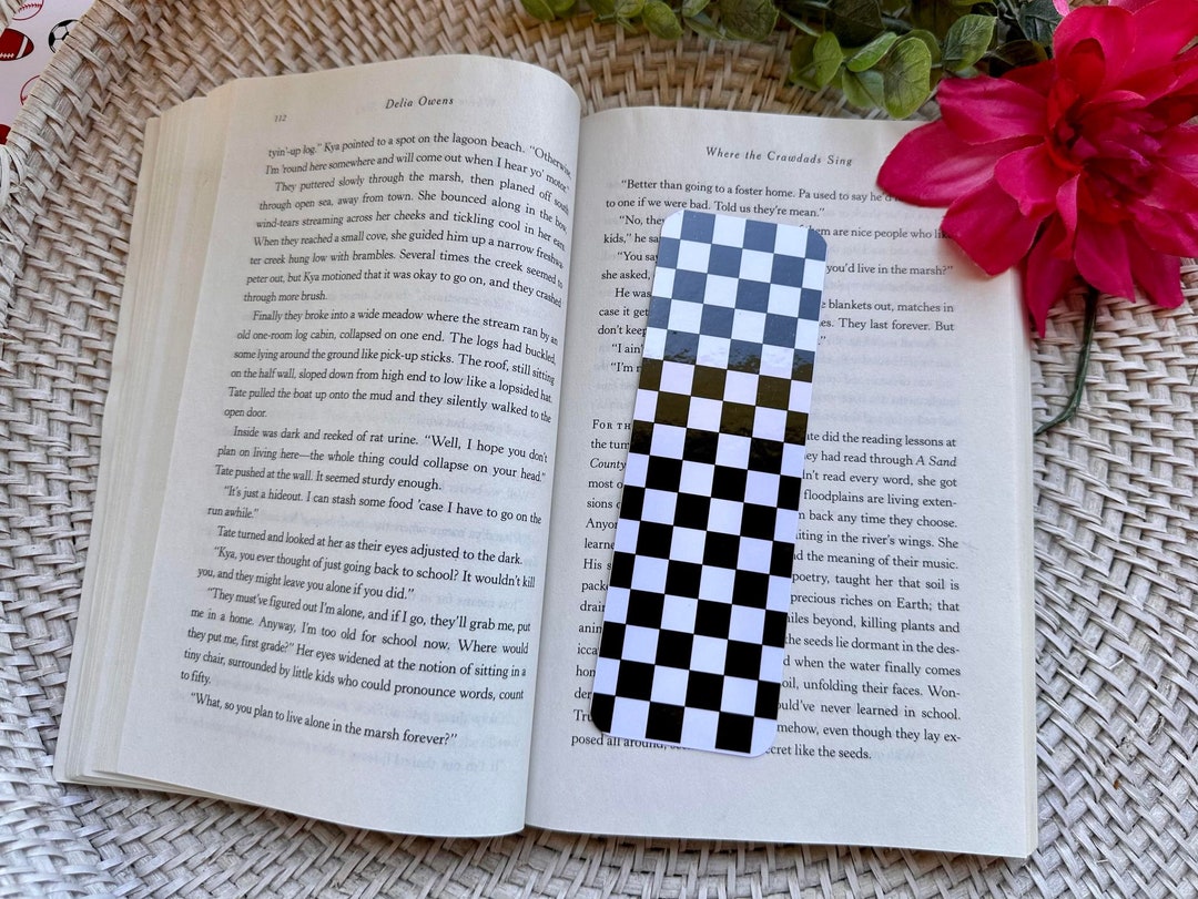 Black & White Checkered Bookmark, Handmade Bookmark, Laminated Bookmark ...