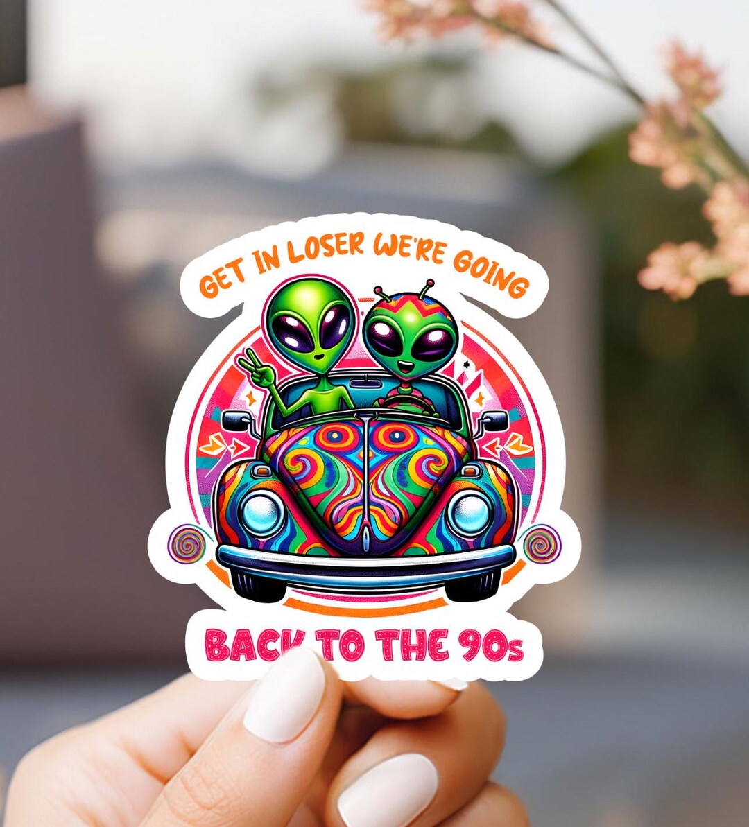 90s Alien Car Sticker: Water Resistant Vinyl Decal - Etsy
