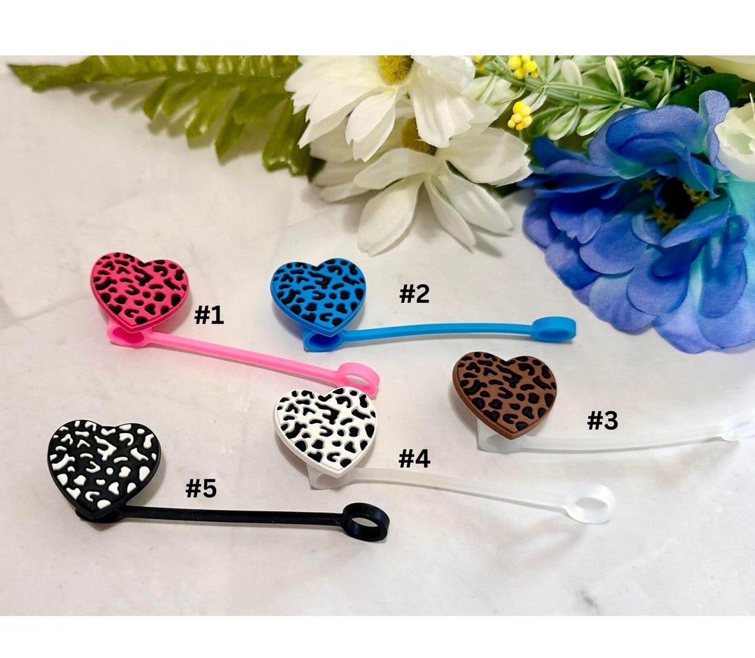 Heart Straw Toppers, Tumbler Accessories, Fits 7-8mm Straws, Cute Heart ...