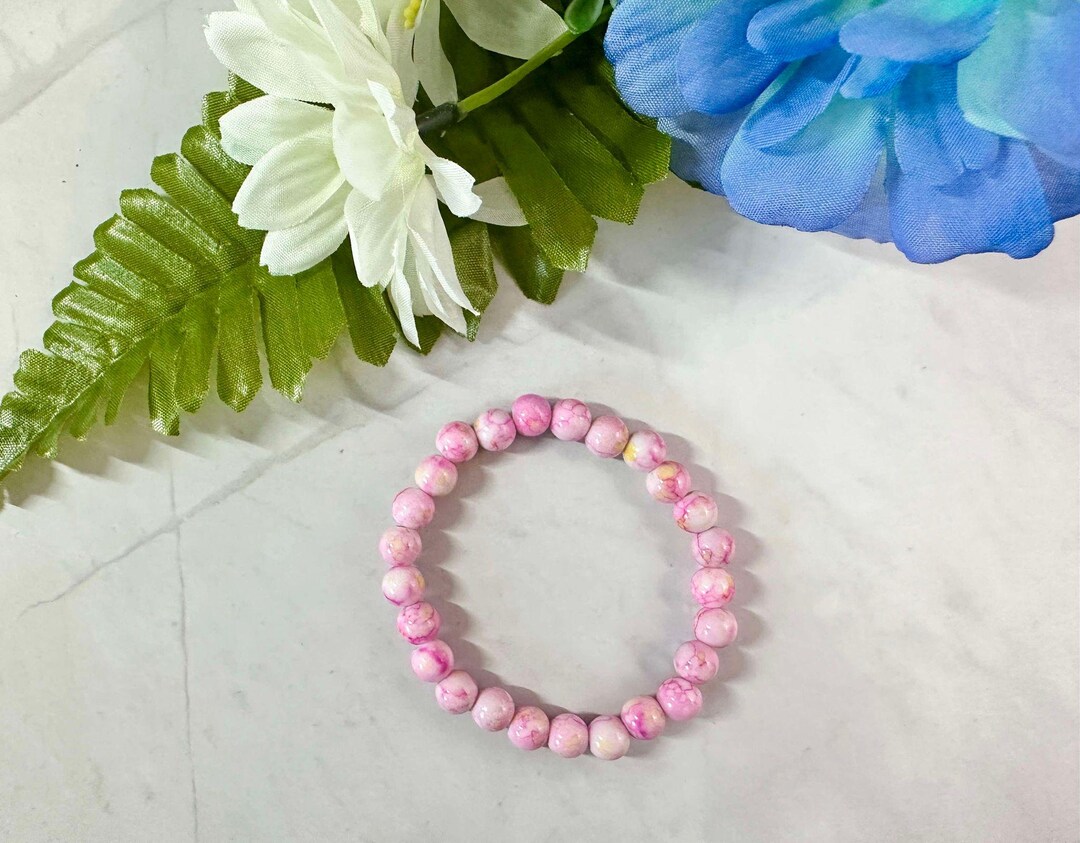 Single Strand Pink Bubble Gum Glass Bead Stretch Bracelet - Etsy