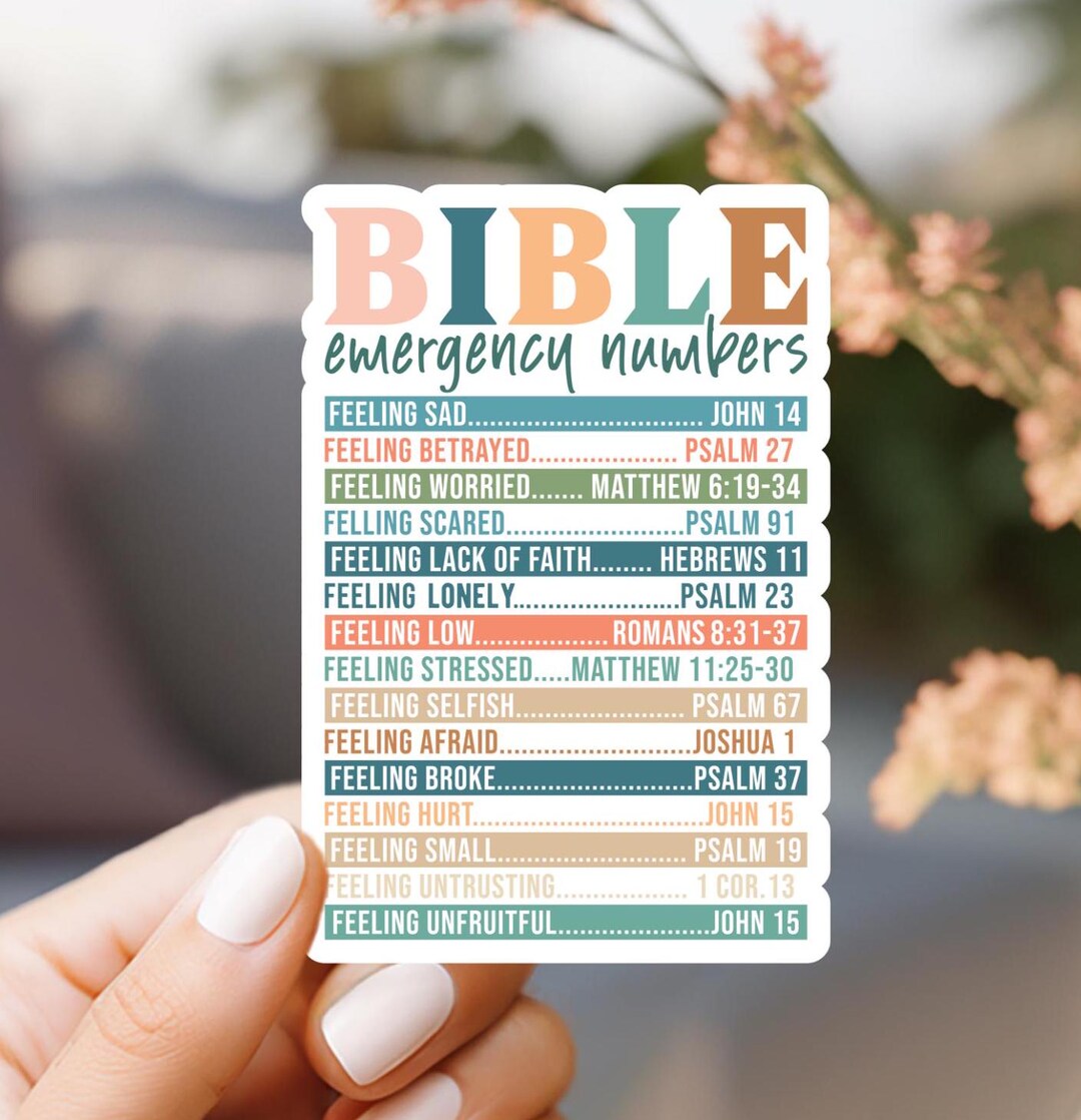Bible Emergency Numbers Sticker, Laptop Sticker, Kindle Sticker, Water ...