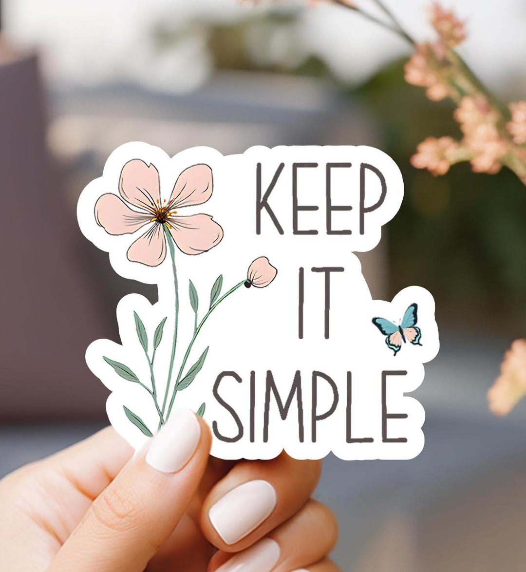 Keep It Simple Sticker: Pink Flower, Butterfly, Laptop Decal - Etsy