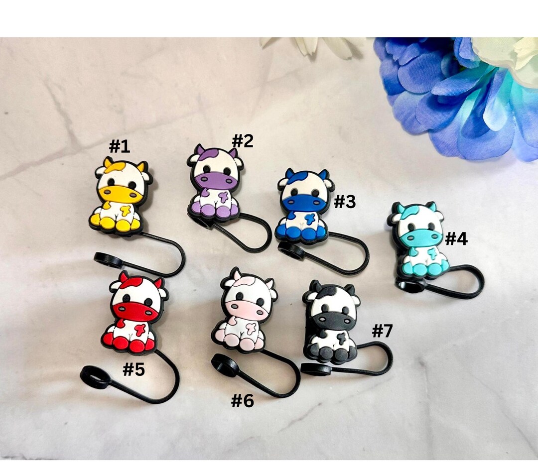 Cute Cow Straw Toppers, Tumbler Accessories, Straw Cover, Cute Cow ...